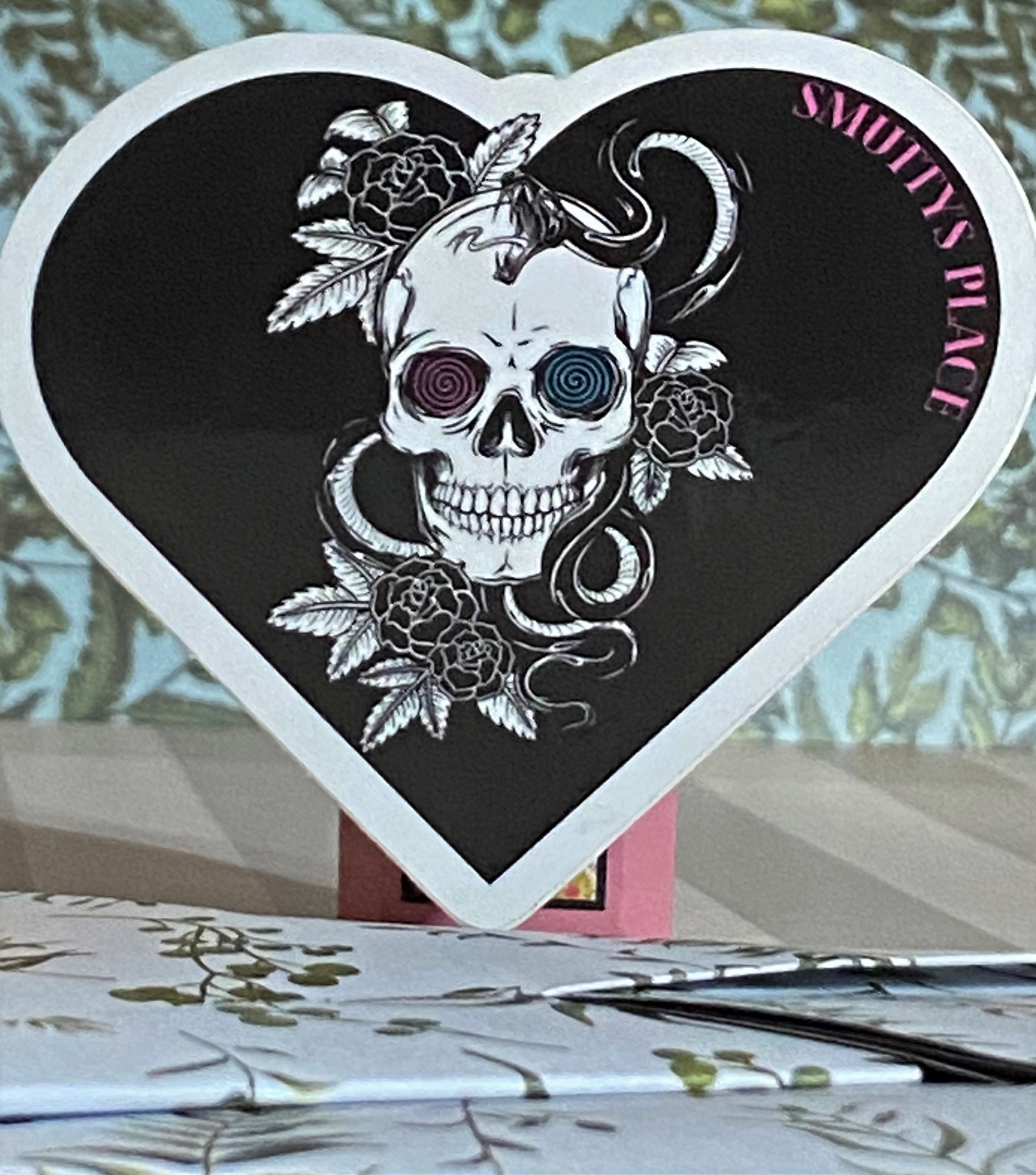 Skull and Snake Heart-shaped Hypnosis Sticker by Smutty With Hypnotic ...