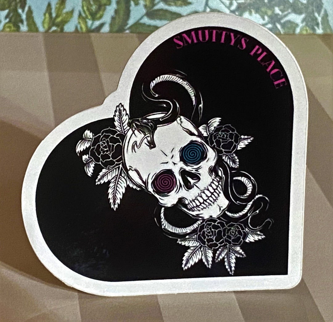 Skull and Snake Heart-shaped Hypnosis Sticker by Smutty With Hypnotic ...