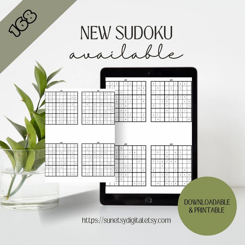 02_SUDOKU: 168 Hard Level Sudoku Puzzles PDF Download WITH SOLUTIONS - Etsy