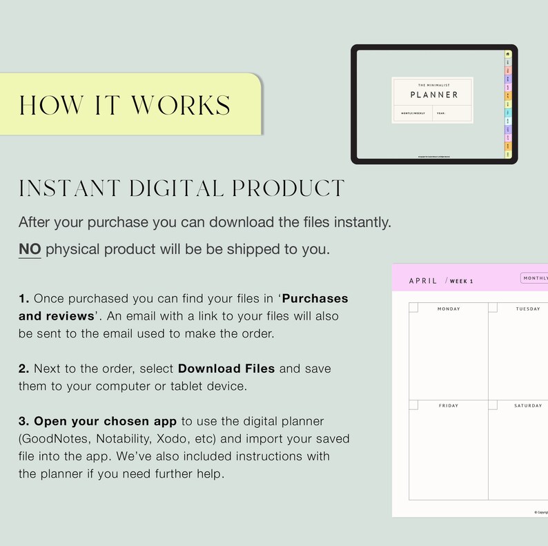 MINIMALIST 2024 Digital Planner for Ipad, Goodnotes + Android. Undated ...