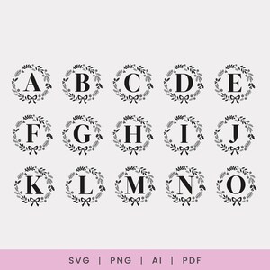 Christmas SVG Wreath Alphabet | Christmas Monogram Labels, 26 Christmas ...