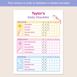 Kids Daily Checklist, Editable Chores, Checklist for Kids, Daily ...