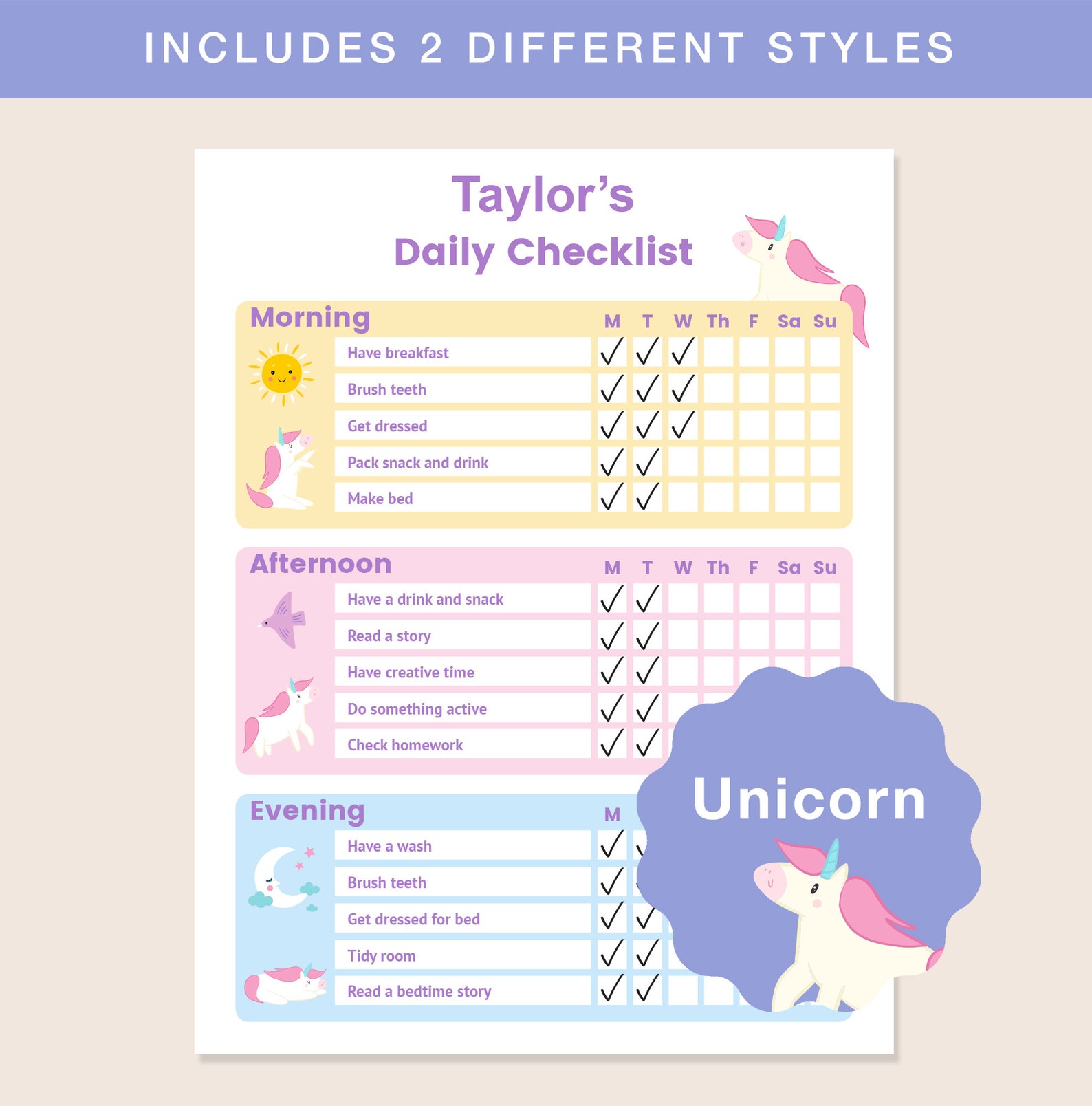 Kids Daily Checklist, Editable Chores, Checklist for Kids, Daily ...