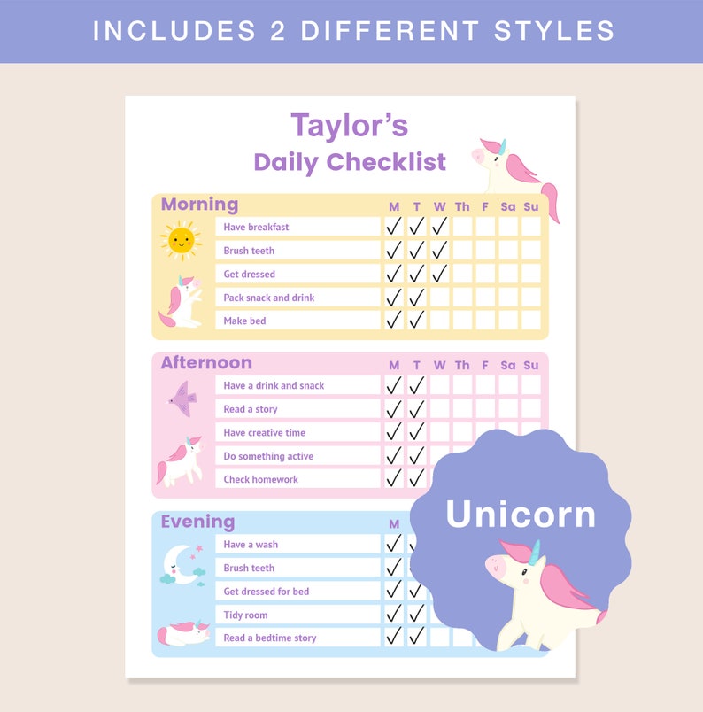 Kids Daily Checklist, Editable Chores, Checklist for Kids, Daily ...