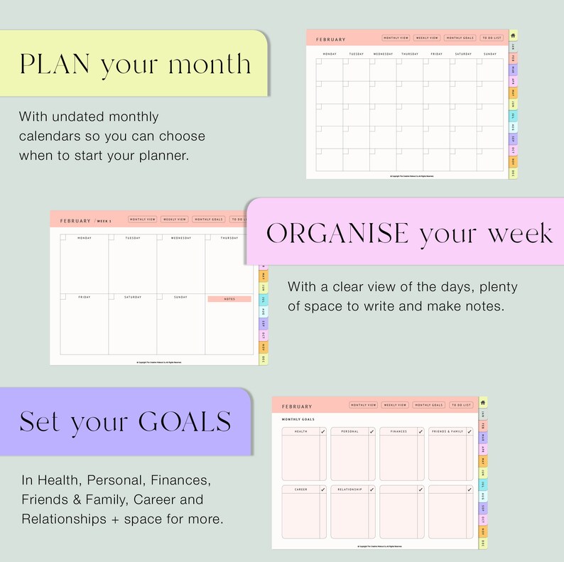 MINIMALIST 2024 Digital Planner for Ipad, Goodnotes + Android. Undated ...