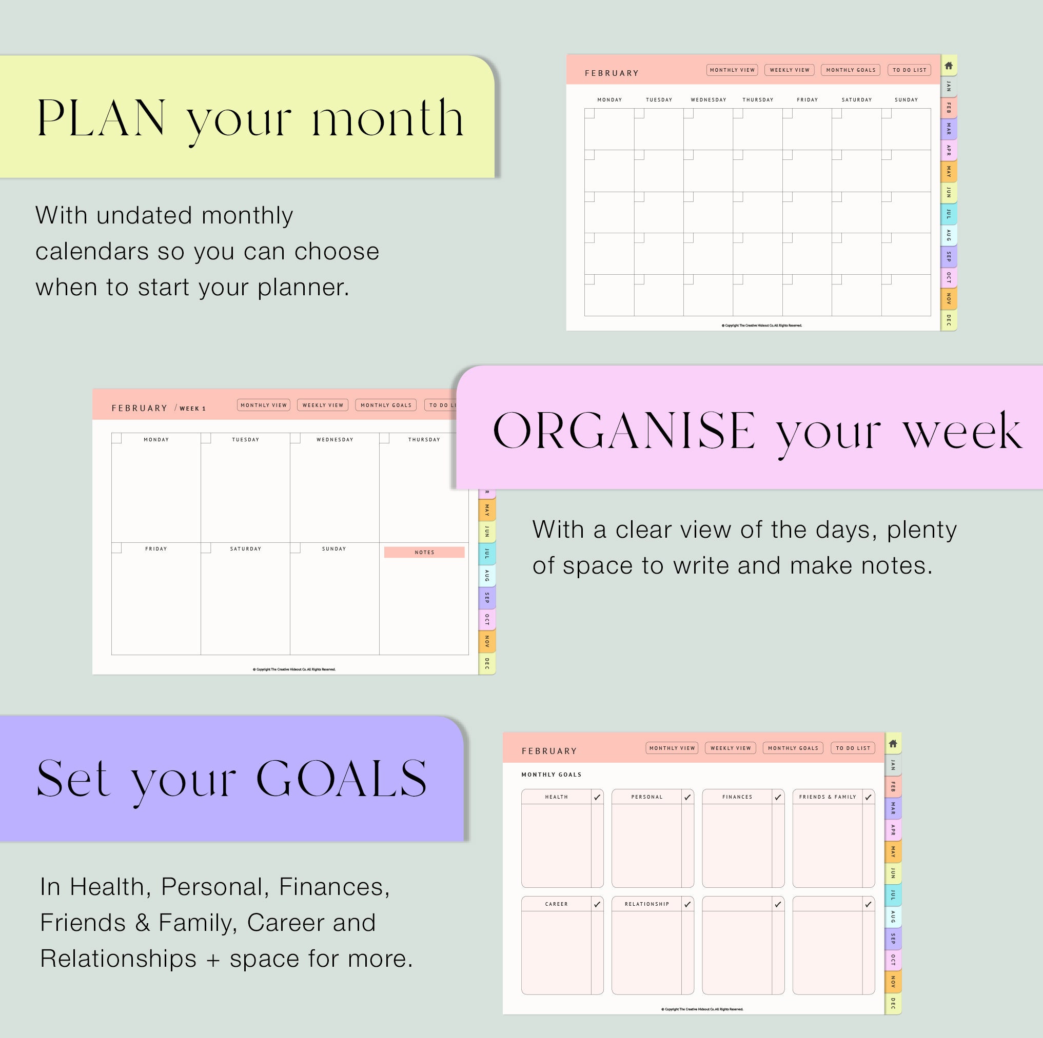 MINIMALIST 2024 Digital Planner for Ipad, Goodnotes Android. Undated ...