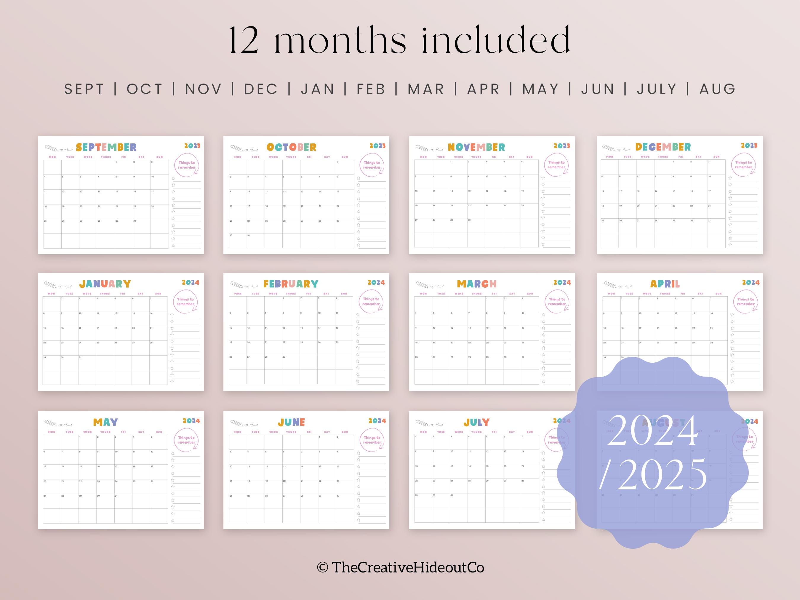 2024/2025 School Year Planner Printable | Academic Calendar | September ...