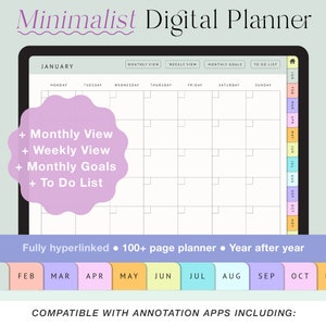 MINIMALIST 2024 Digital Planner for Ipad, Goodnotes Android. Undated ...