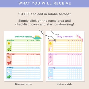 Kids Daily Checklist, Editable Chores, Checklist for Kids, Daily ...