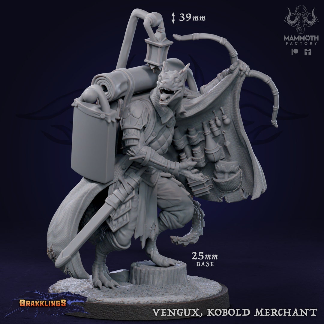 Vengux Kobold Merchant includes Printed Statblock 8K - Etsy