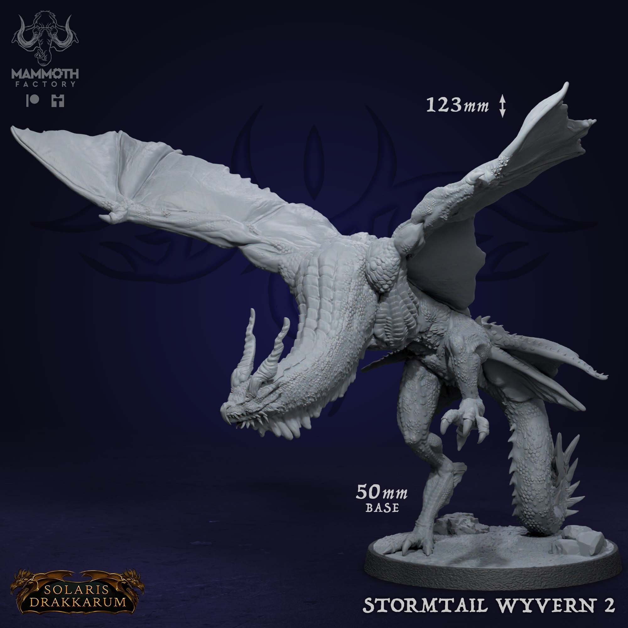 Stormtail Wyvern 3 Poses, 50mm Bases 8K Resin Miniature Printable ...