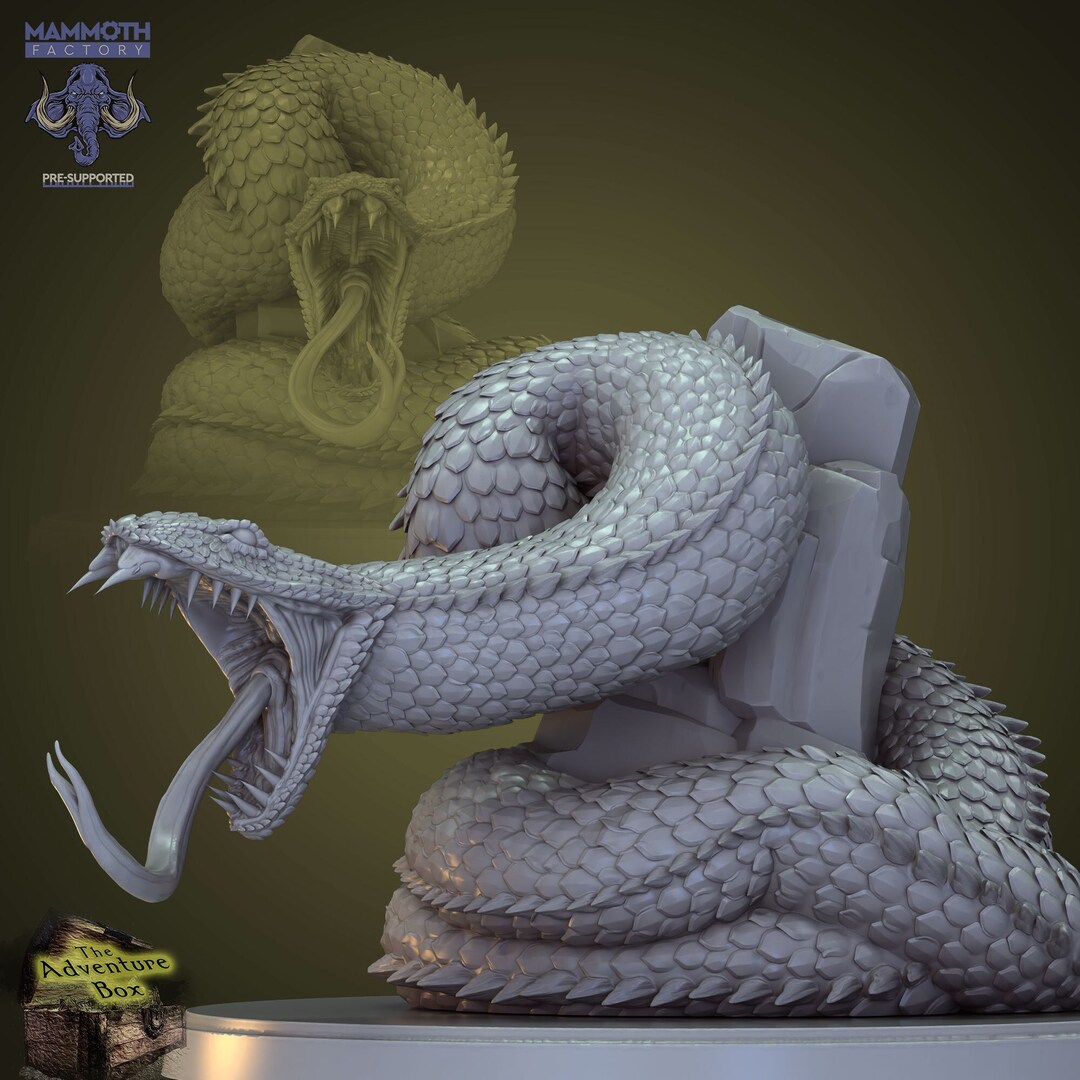 Deathfang Constrictor Snake 75mm Base, HUGE 8K Resin Miniature ...