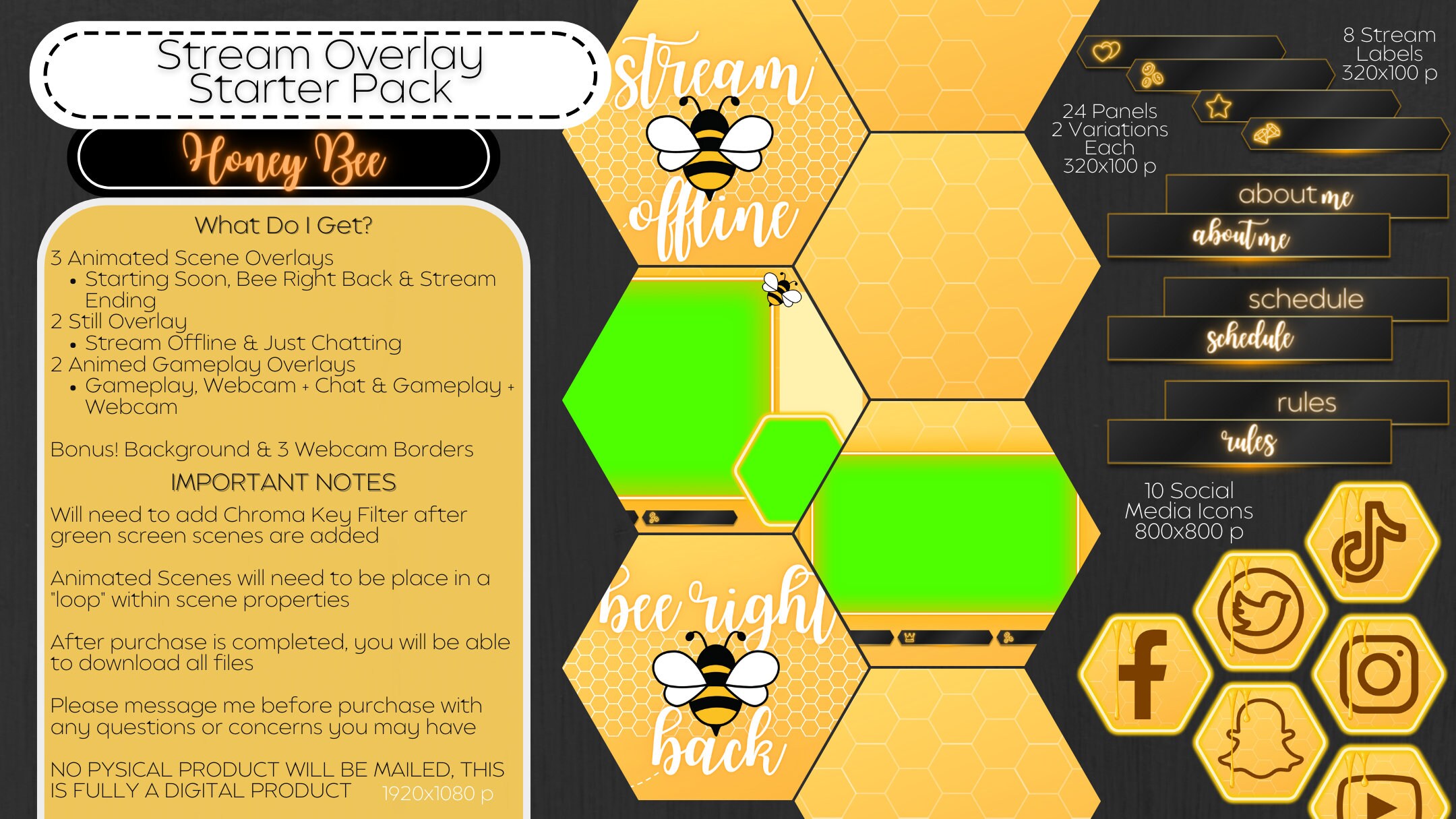 Stream Starter Pack - Honey Bee - Etsy