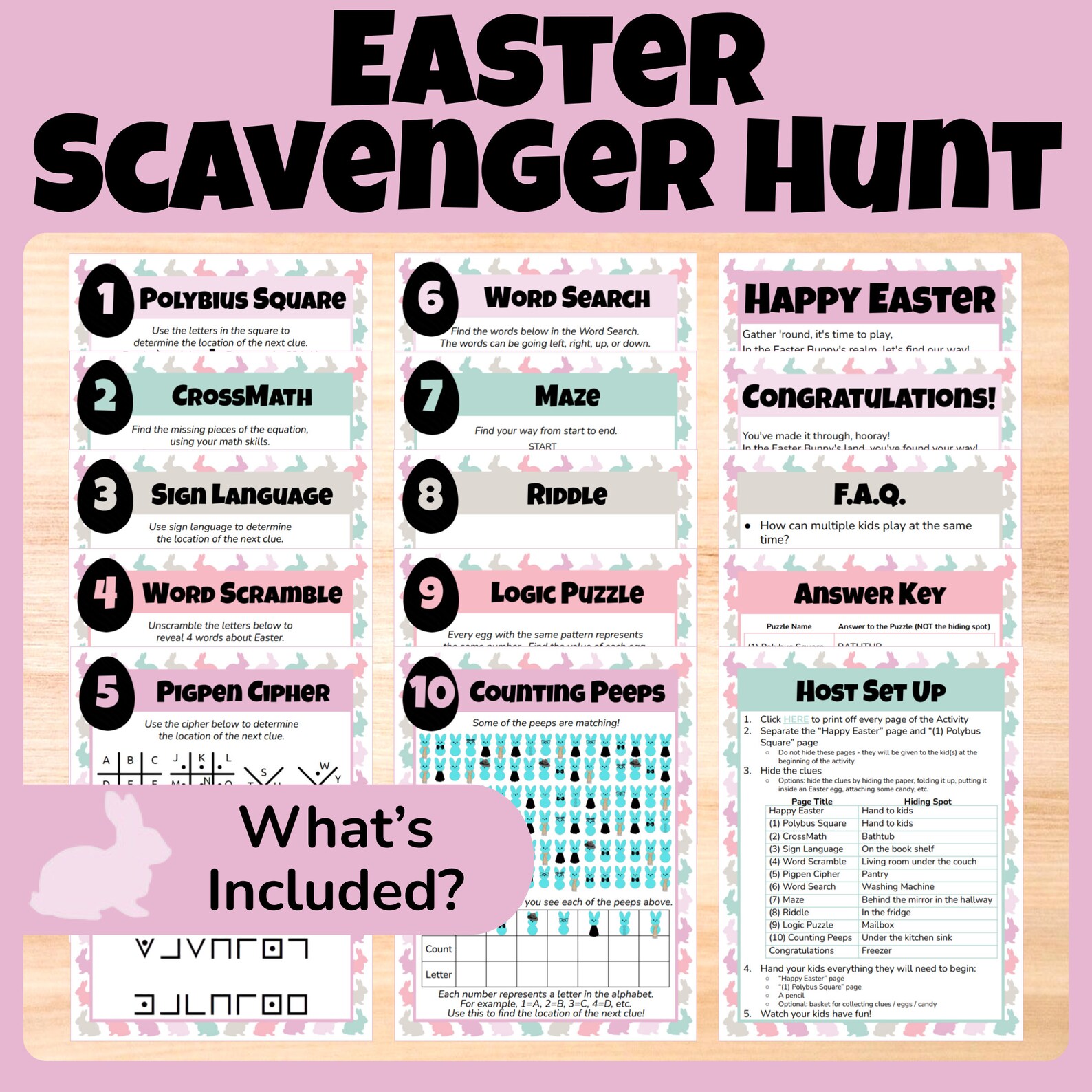 Easter Scavenger Hunt Indoor Game for Kids 8+, Easter Treasure Hunt ...