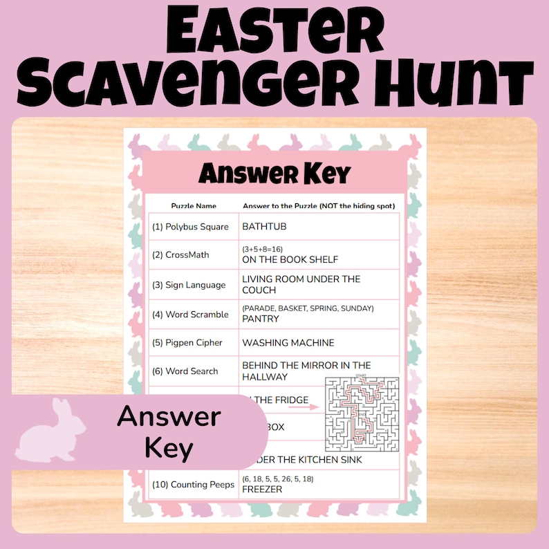 Easter Scavenger Hunt Indoor Game for Kids 8+, Easter Treasure Hunt ...