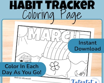 October Monthly Habit Tracker Coloring Sheet, Productivity Tracker ...