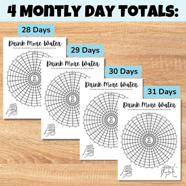 Monthly Water Habit Tracker Printable PDF Hydration Log Daily Water ...