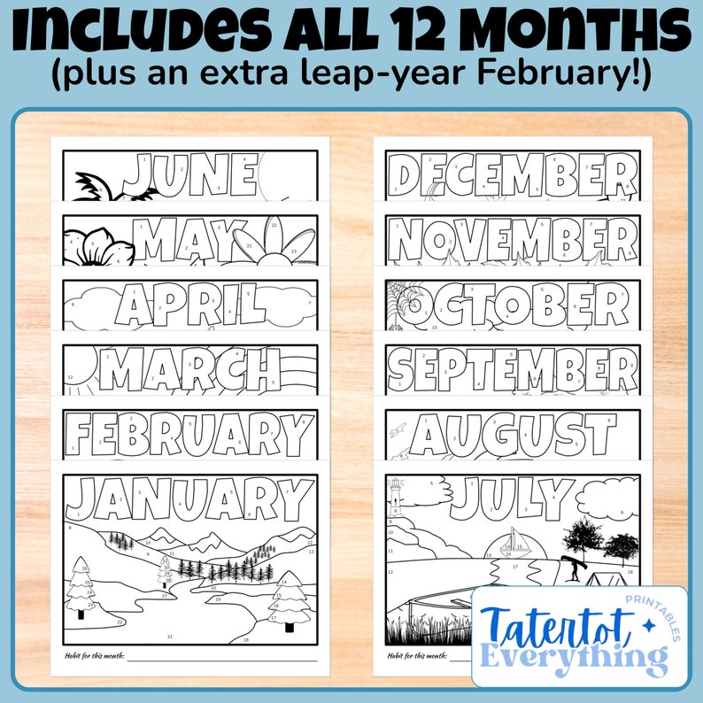 Monthly Habit Tracker Coloring Pages, Productivity Tracker, Routine ...