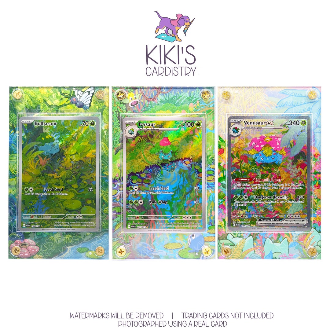 Bulbasaur, Ivysaur & Venusaur 151 Extended Artwork Acrylic Card Display ...