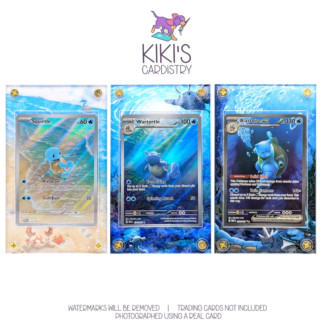 Squirtle, Wartortle & Blastoise 151 Extended Artwork Acrylic Card ...