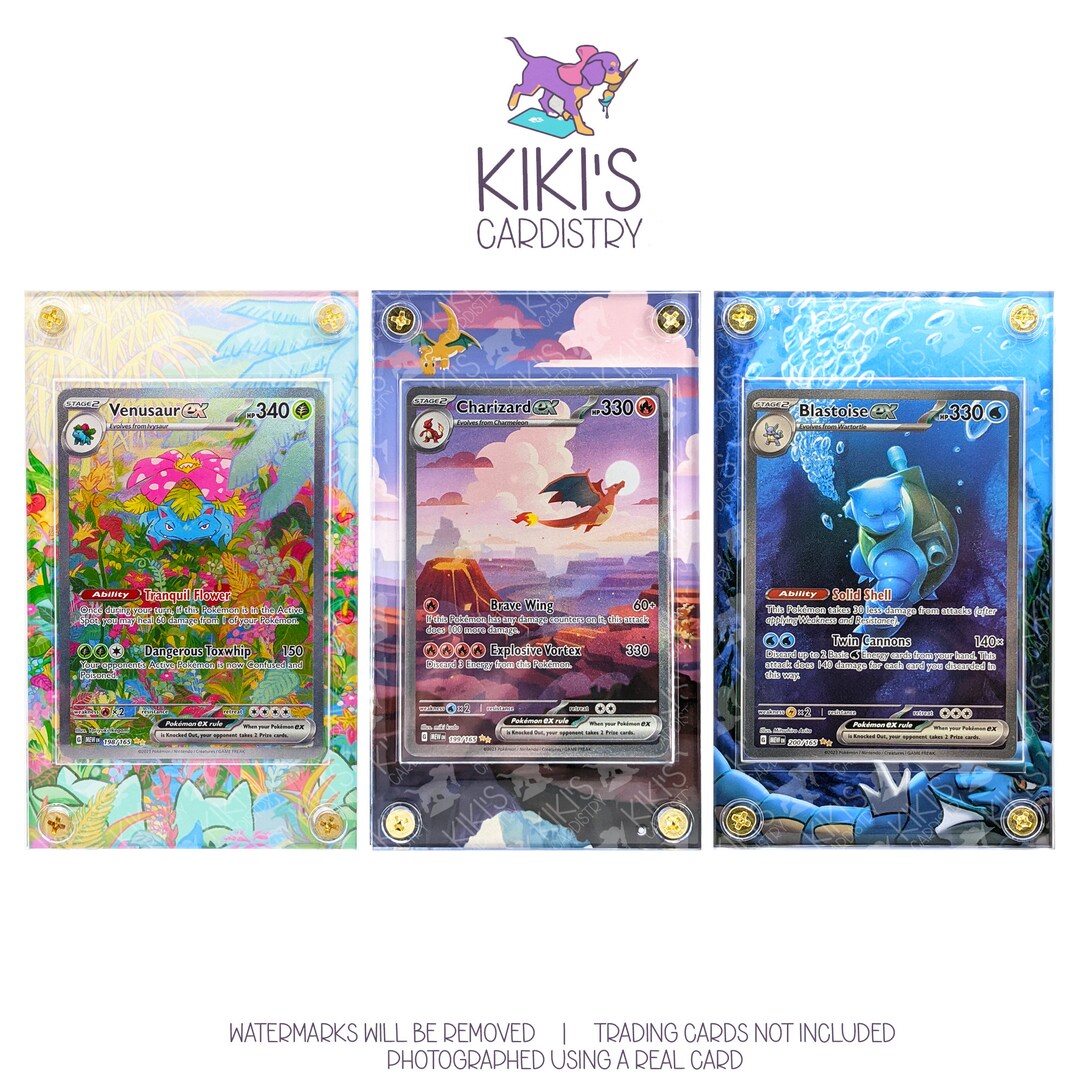 Venusaur, Charizard & Blastoise 151 Extended Artwork Acrylic Card ...
