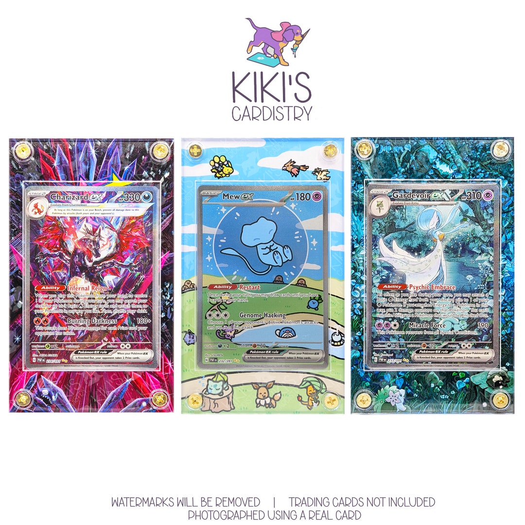 Charizard, Mew & Gardevoir Paldean Fates Extended Artwork Acrylic Card ...