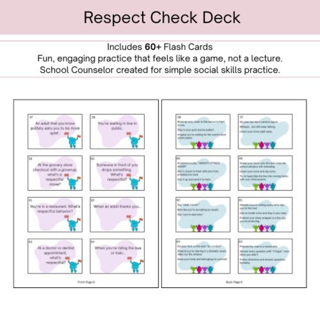 Respect Social Skills Flash Cards for Kids | Scenario Cards | Social ...