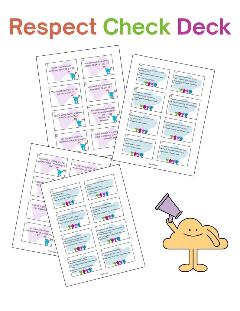 Respect Social Skills Flash Cards for Kids | Scenario Cards | Social ...