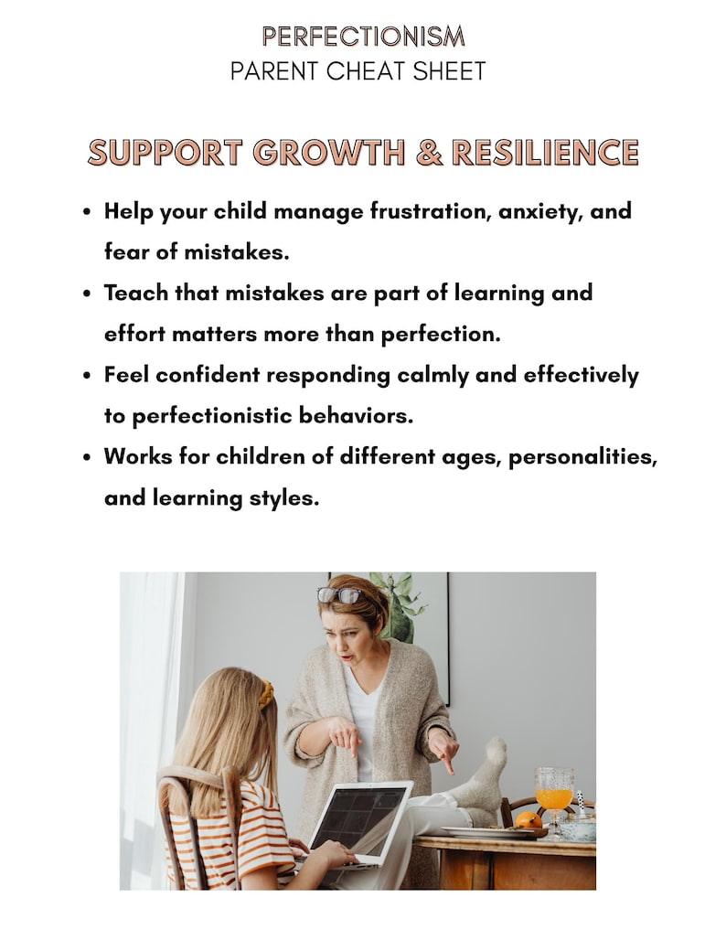 Calm Parenting Perfectionism Cheat Sheet | Child Anxiety & Growth ...