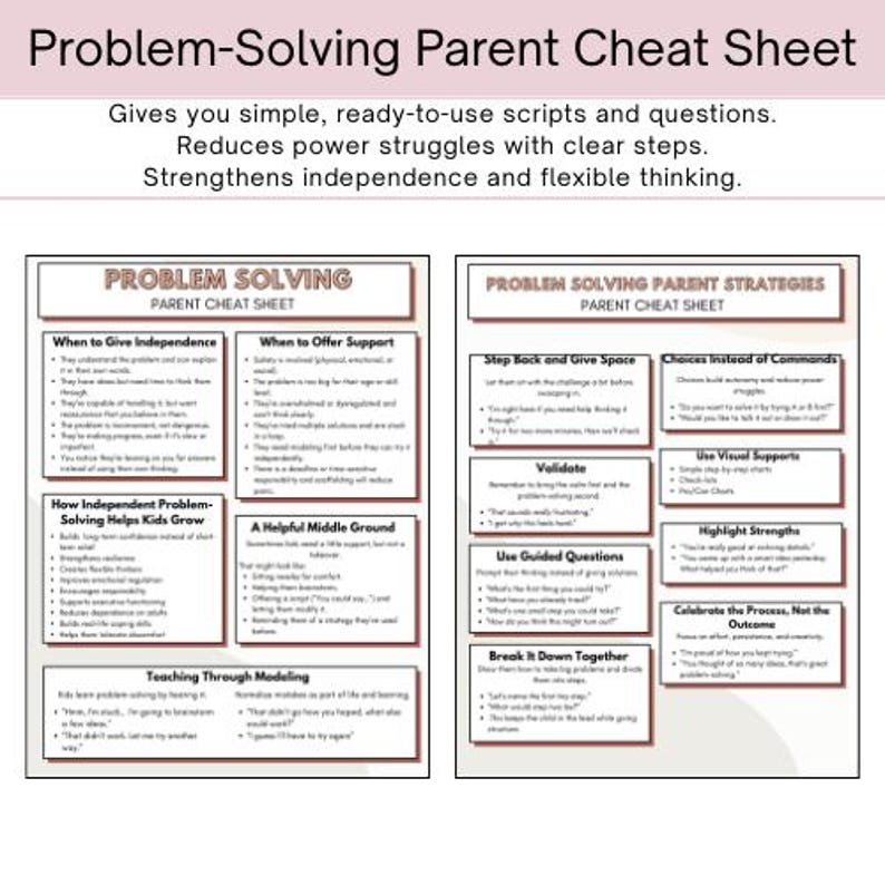 Calm Parenting Problem-solving Cheat Sheet | SEL Guide | Helping Kids ...