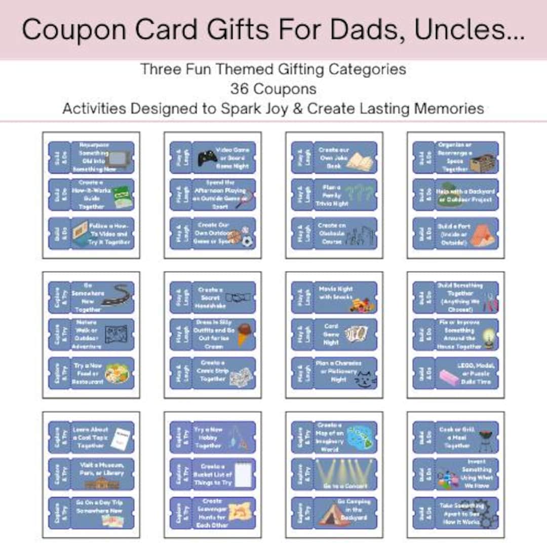 Printable Coupon Book From Kids | Fun + Meaningful Gift for Dad, Uncle ...