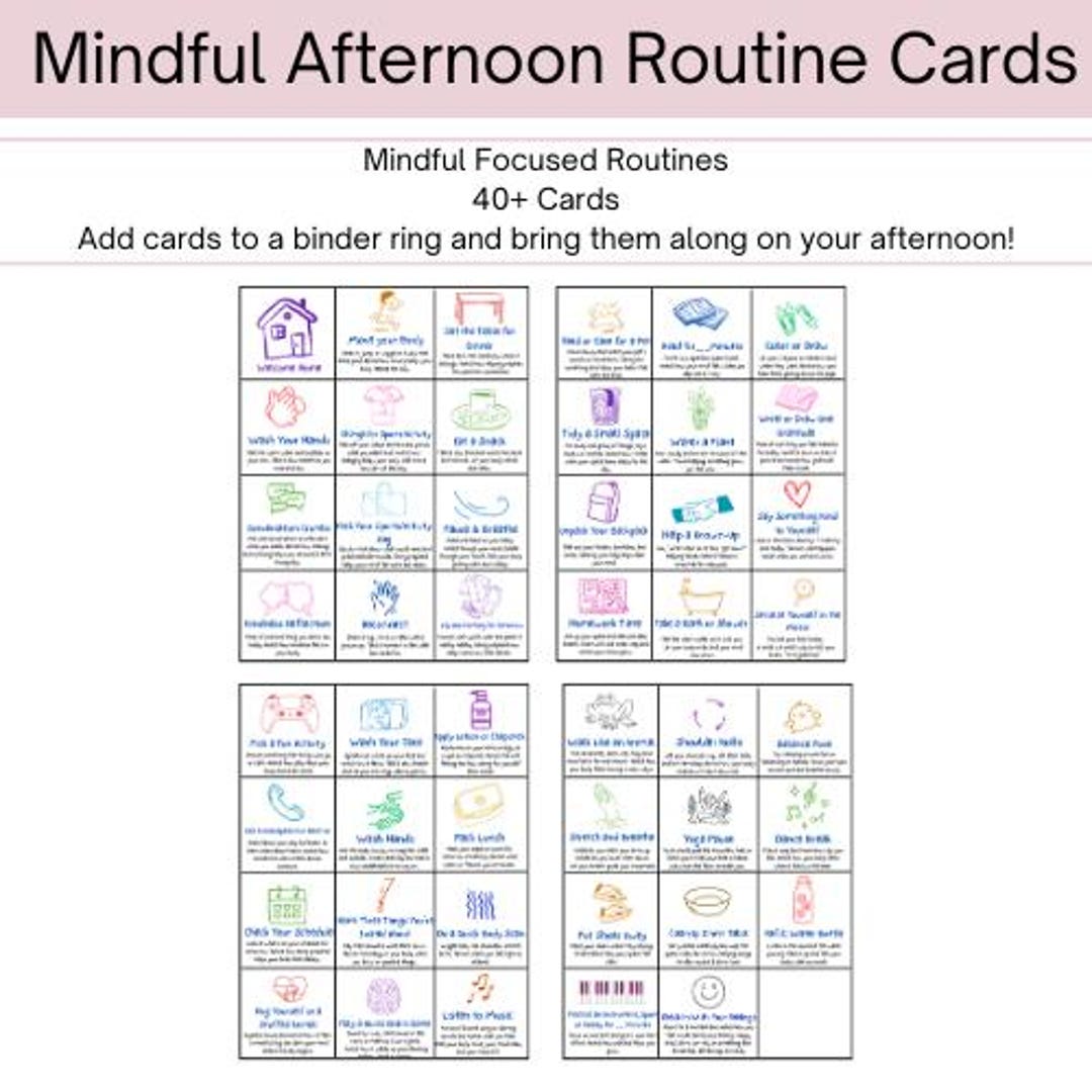 Mindful Afternoon Kid Routine Cards | Printable Visual After-school ...