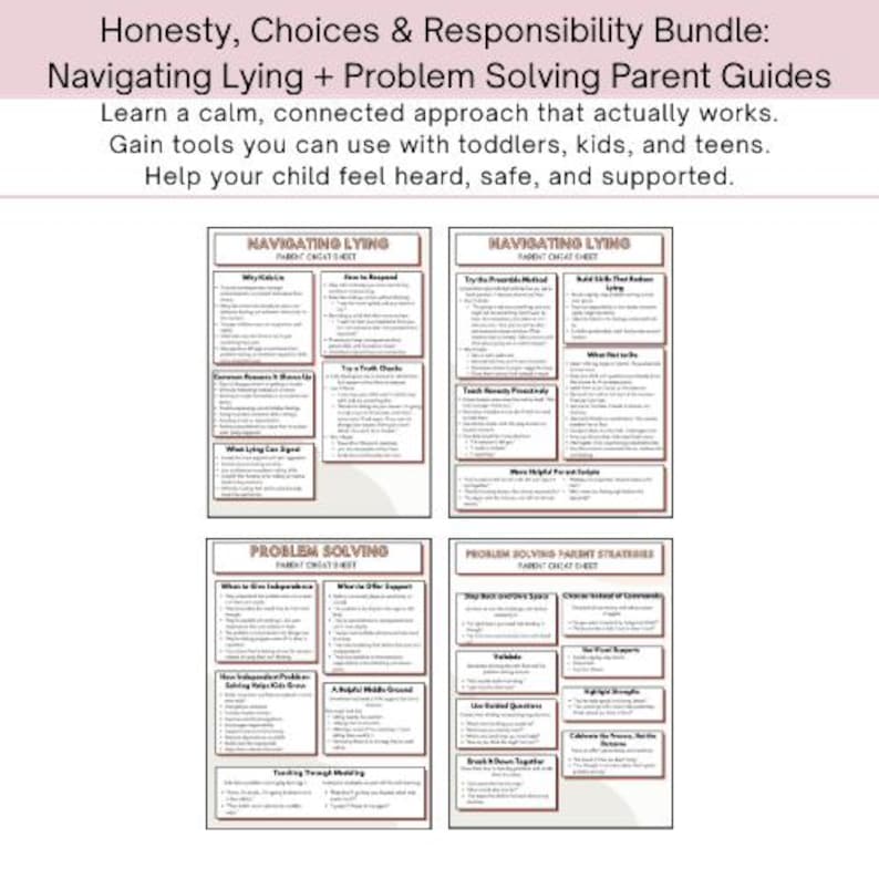 Honesty + Problem Solving Parent Support Bundle | Navigating Lying in ...