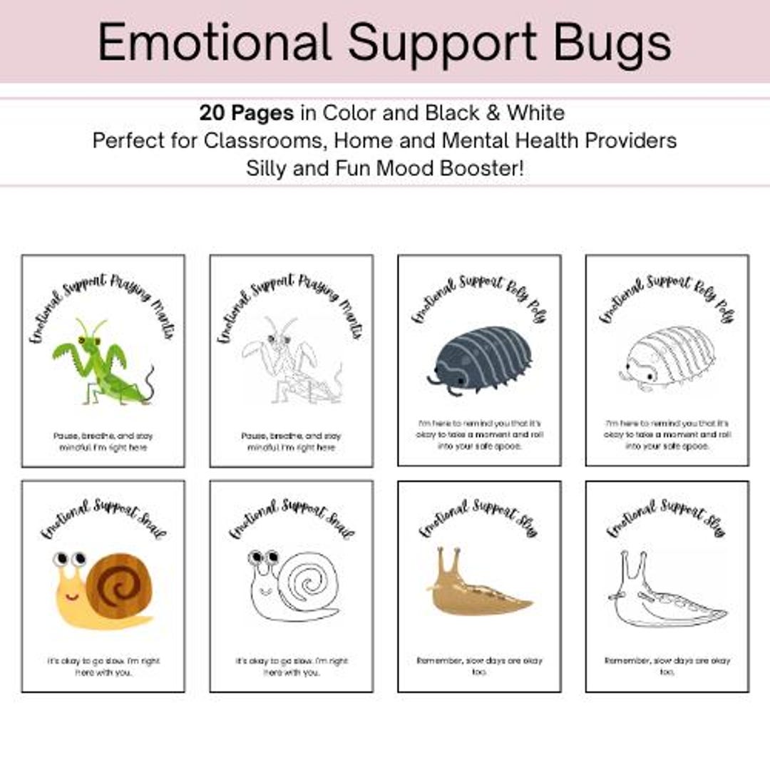 Emotional Support Bugs Coloring Pages | Mood Booster | Motivational ...