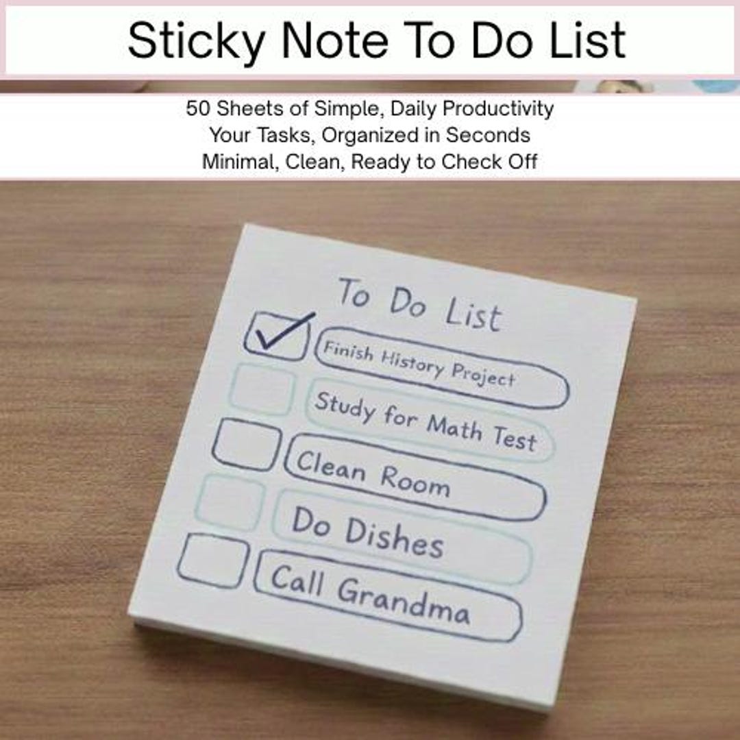 To Do List Post-it Note Pad | Checklist Sticky Notes | Student Teacher ...