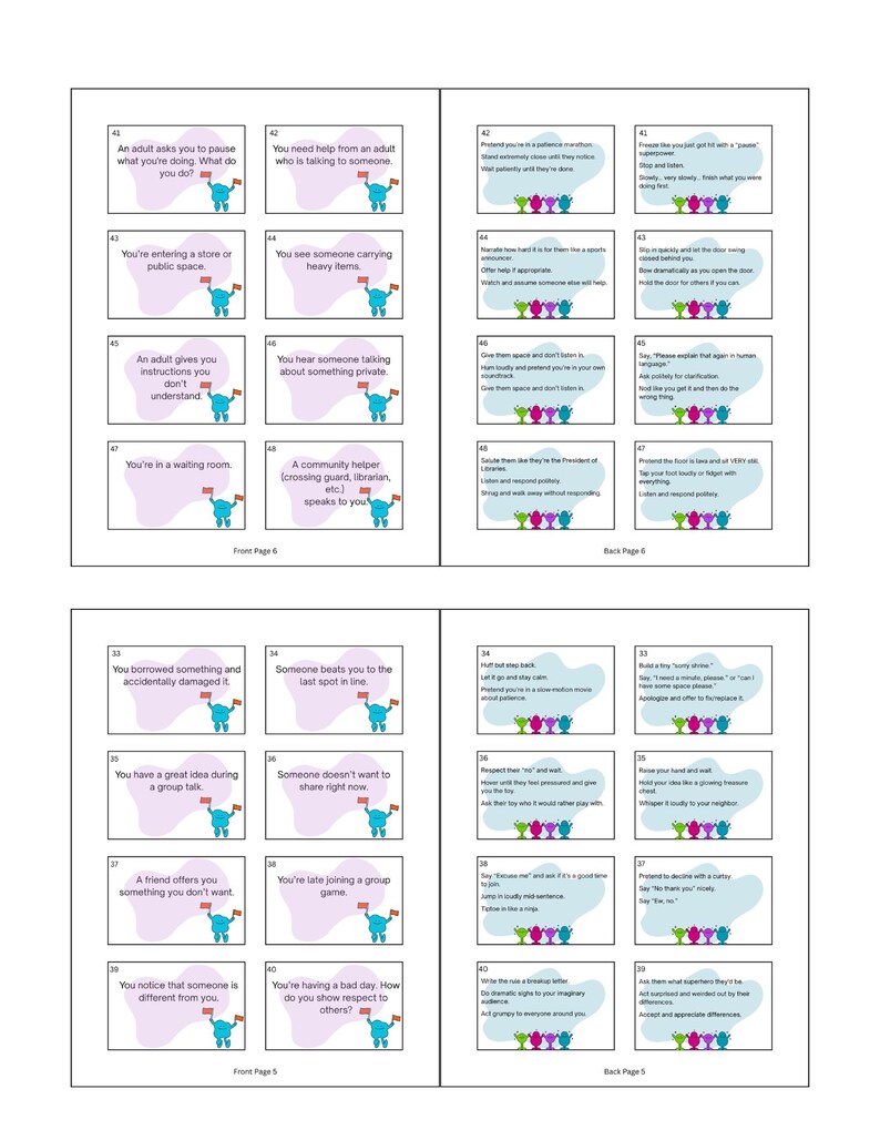 Respect Social Skills Flash Cards for Kids | Scenario Cards | Social ...