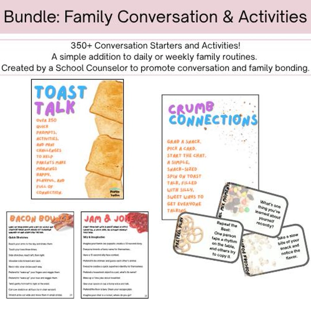 Family Conversation Printable Bundle | Morning Journal + Snack Activity ...