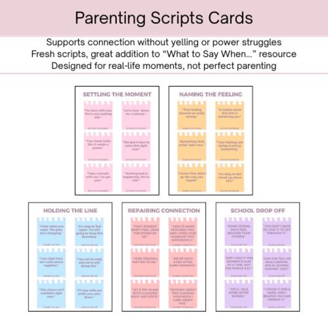 Parent Script Cards | 30 Printable Calm Words for Big Emotions ...