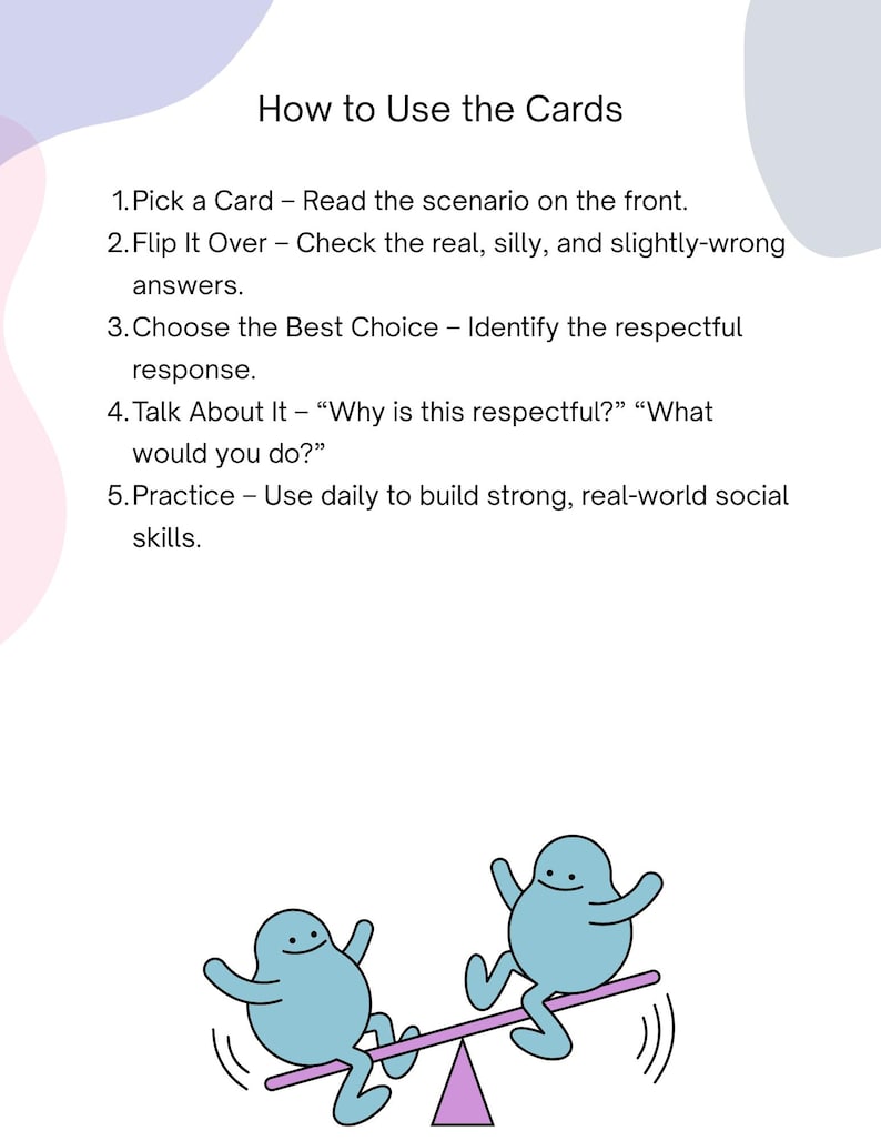 Respect Social Skills Flash Cards for Kids | Scenario Cards | Social ...