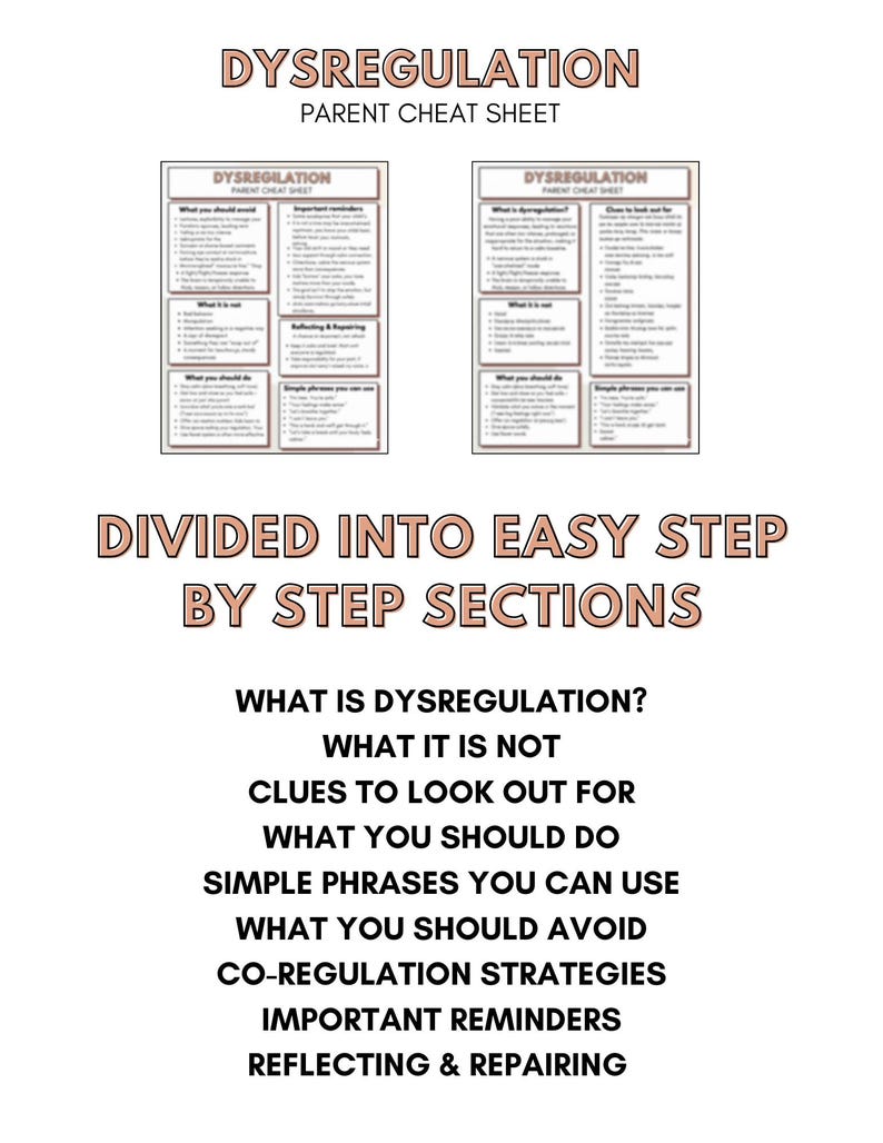Calm Parenting Dysregulation Cheat Sheet | Identify Triggers, Co ...
