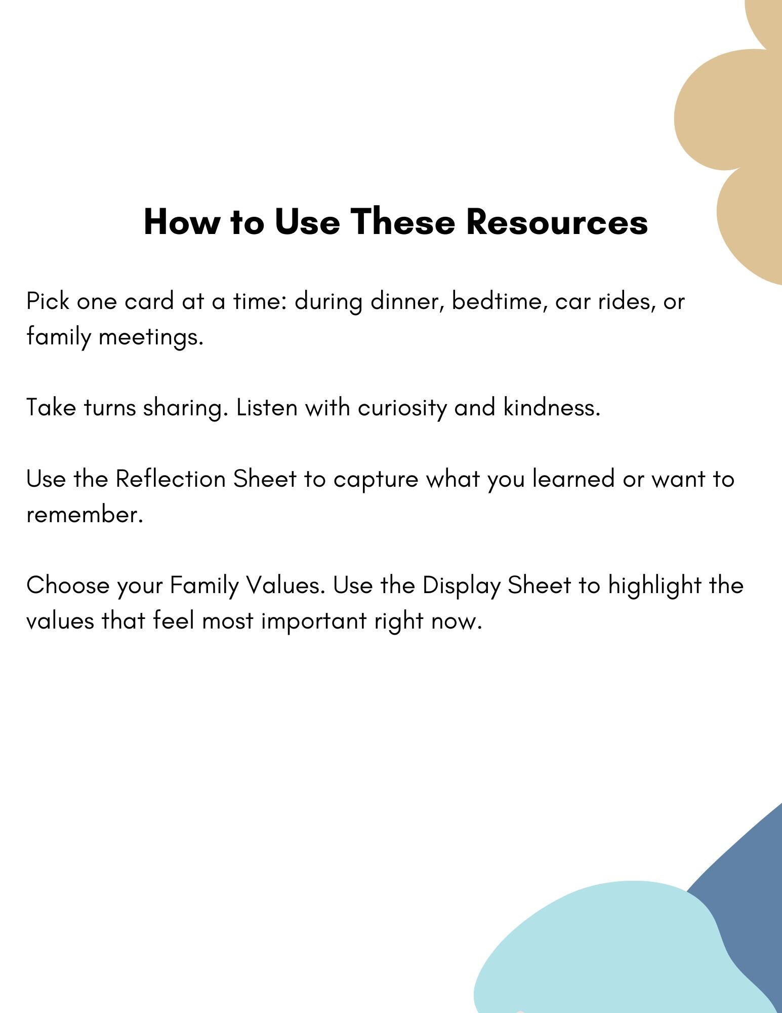 Family Bonding Printable Values Workbook | Parents Conversation ...