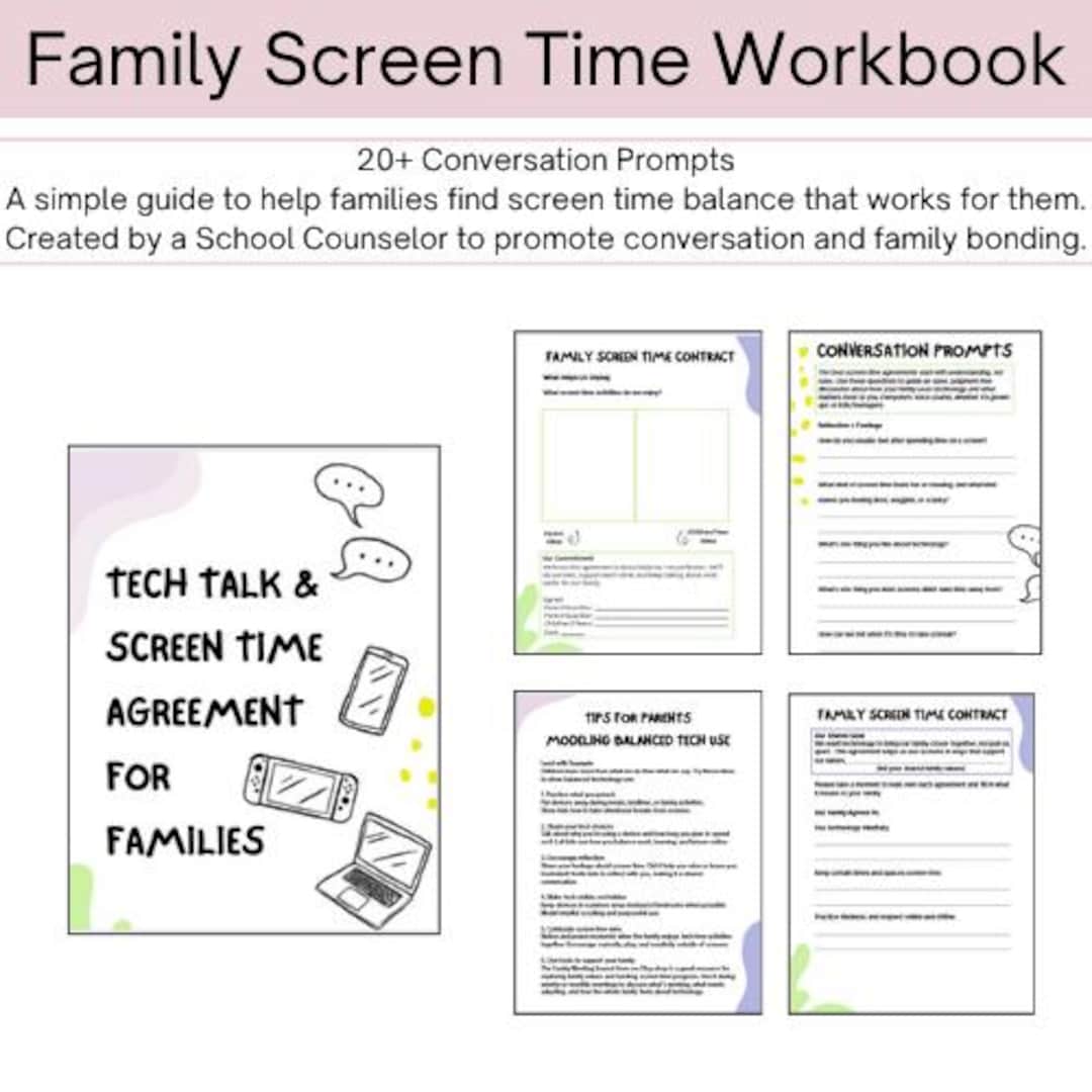Family Screen Time Workbook | Parent, Children, Teenager Technology ...