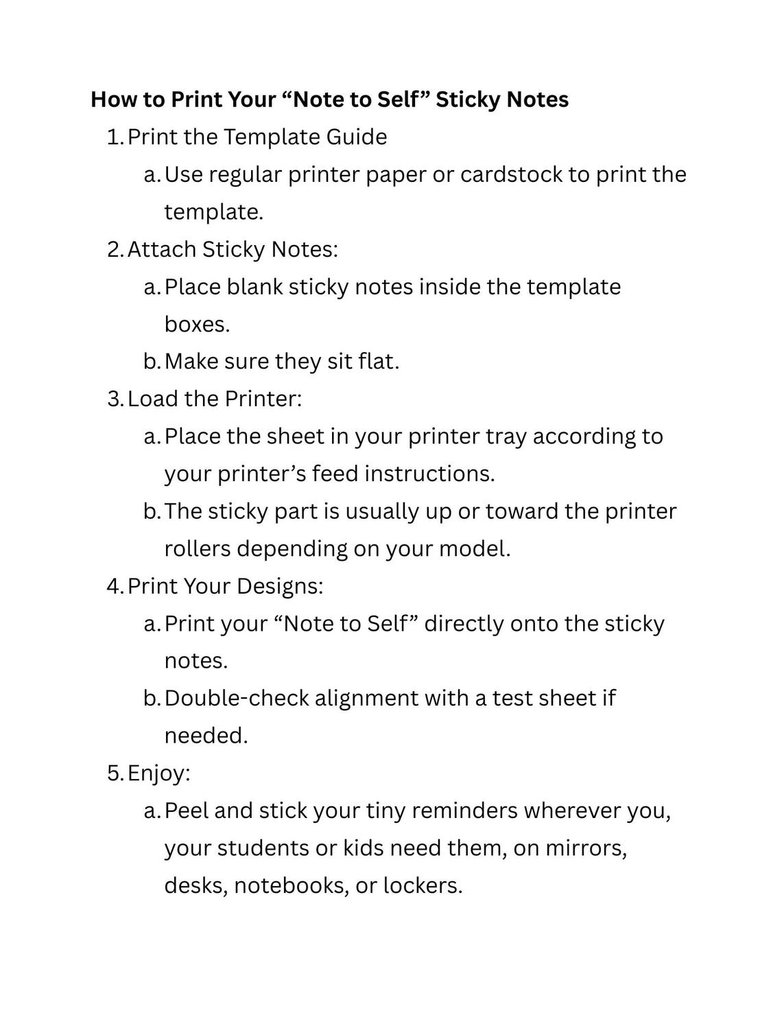 Printable Sticky Note To-do List Template | First Then Chart ...