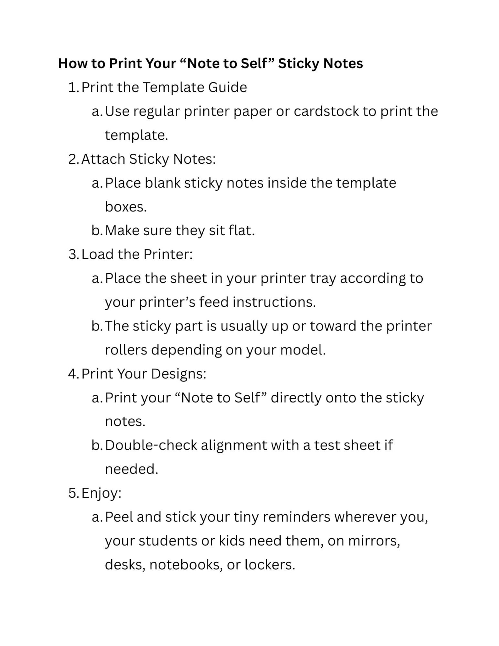 Printable Sticky Note To-do List Template | First Then Chart ...