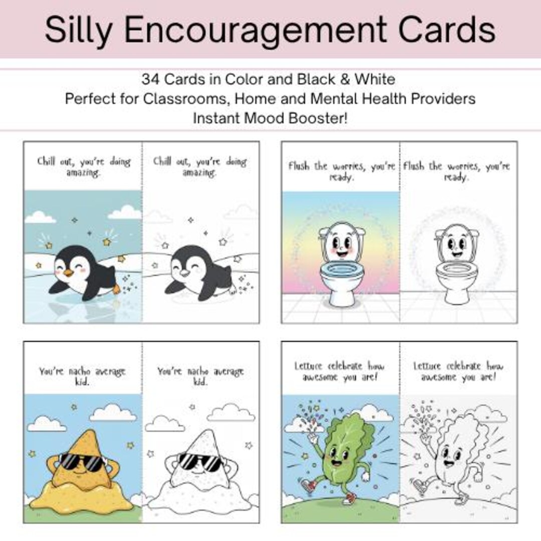 Encouragement Cards | Mood Booster Coloring Pages | Student Motivation ...