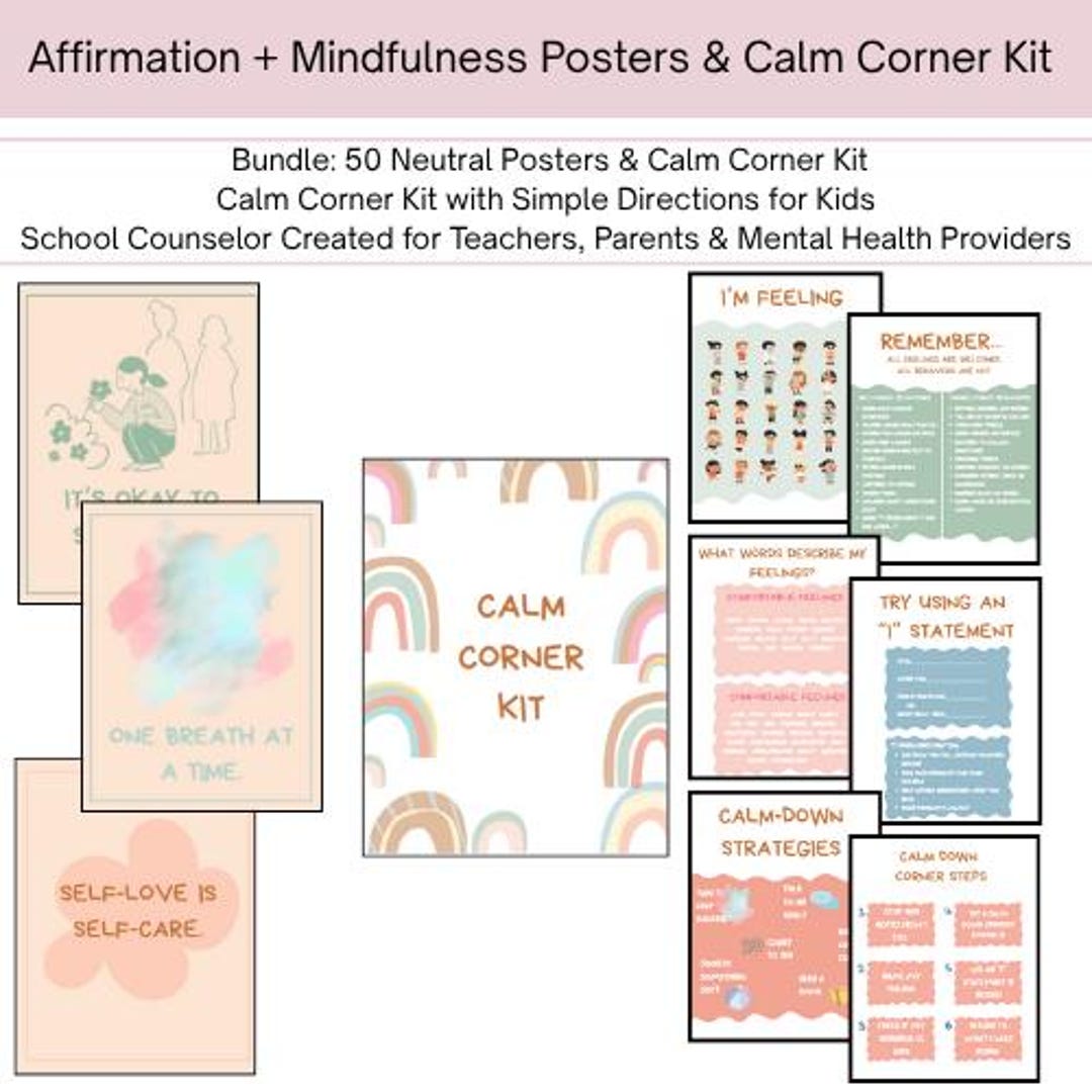 Calm Corner Kit & Printable Poster Bundle | Mindfulness, SEL, Emotional ...