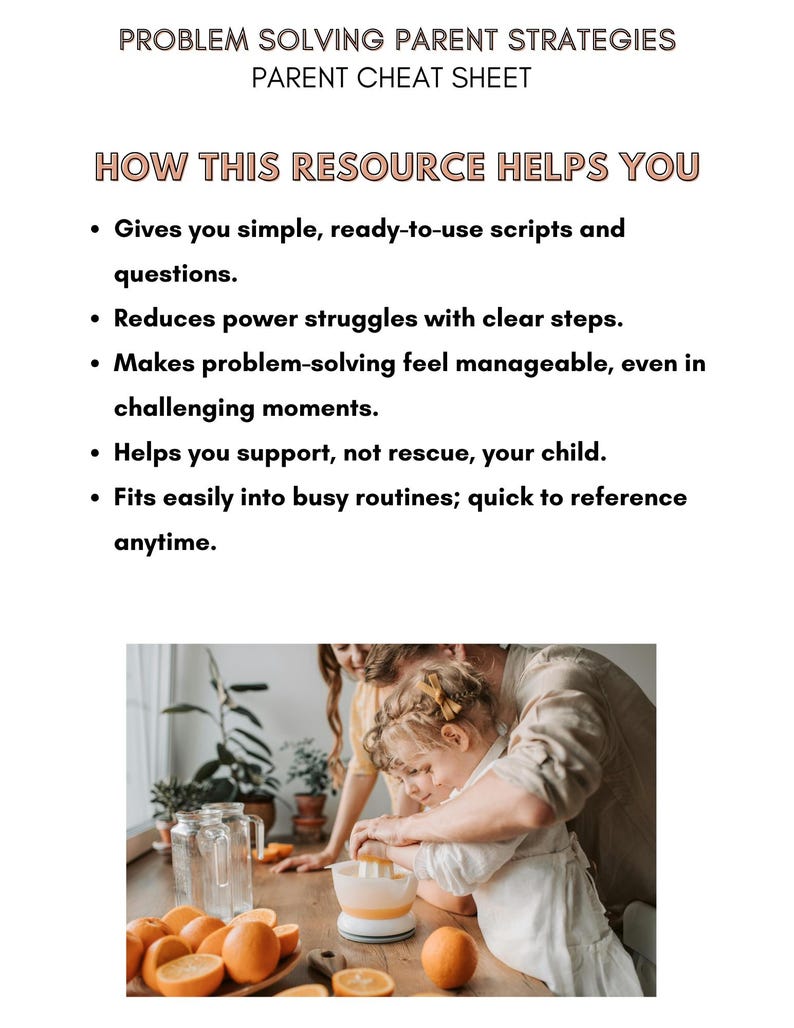 Calm Parenting Problem-solving Cheat Sheet | SEL Guide | Helping Kids ...