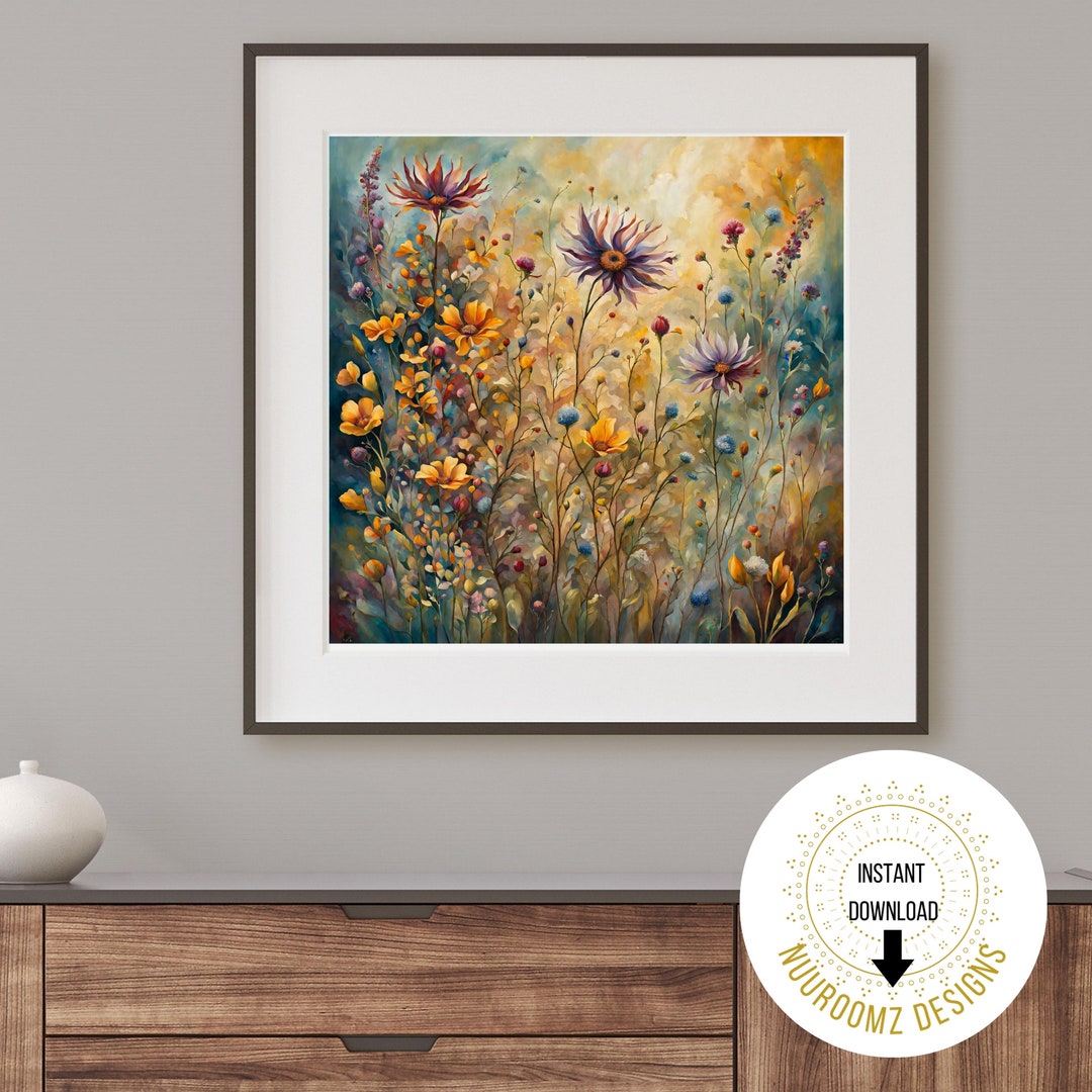 Abstract Botanical Wildflower Garden Wall Art Printable Home Decor ...