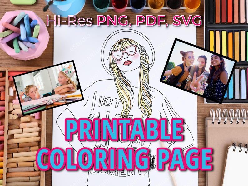 Printable Swiftie Coloring Page for Kids Adults Taylor Digital Eras ...