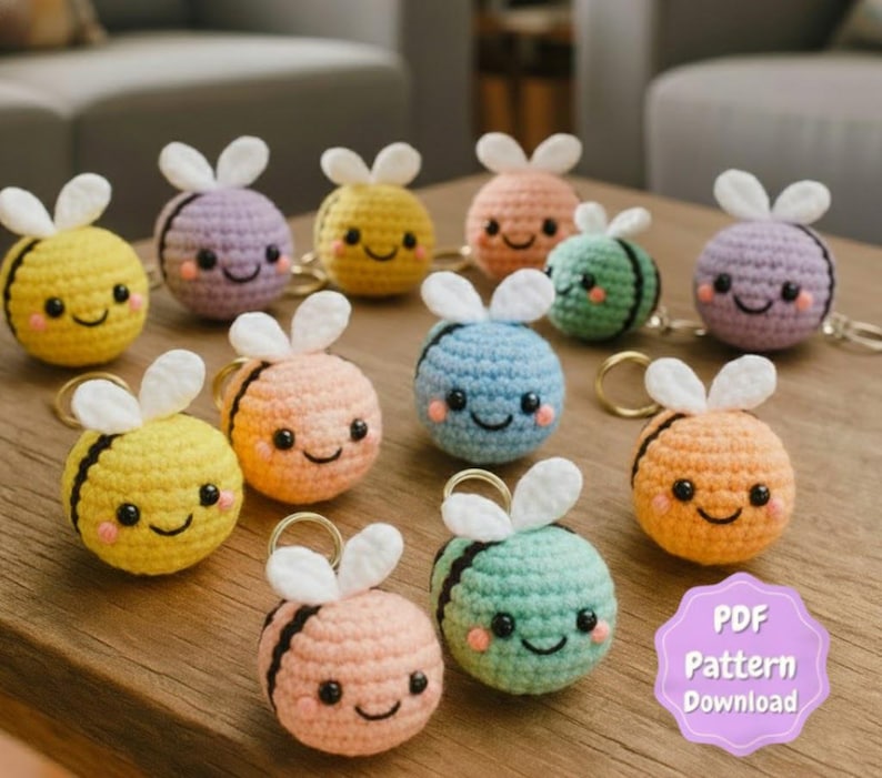 Crochet Bee Keychain Pattern, Amigurumi Plush Mini Toy (PDF Pattern) - Etsy